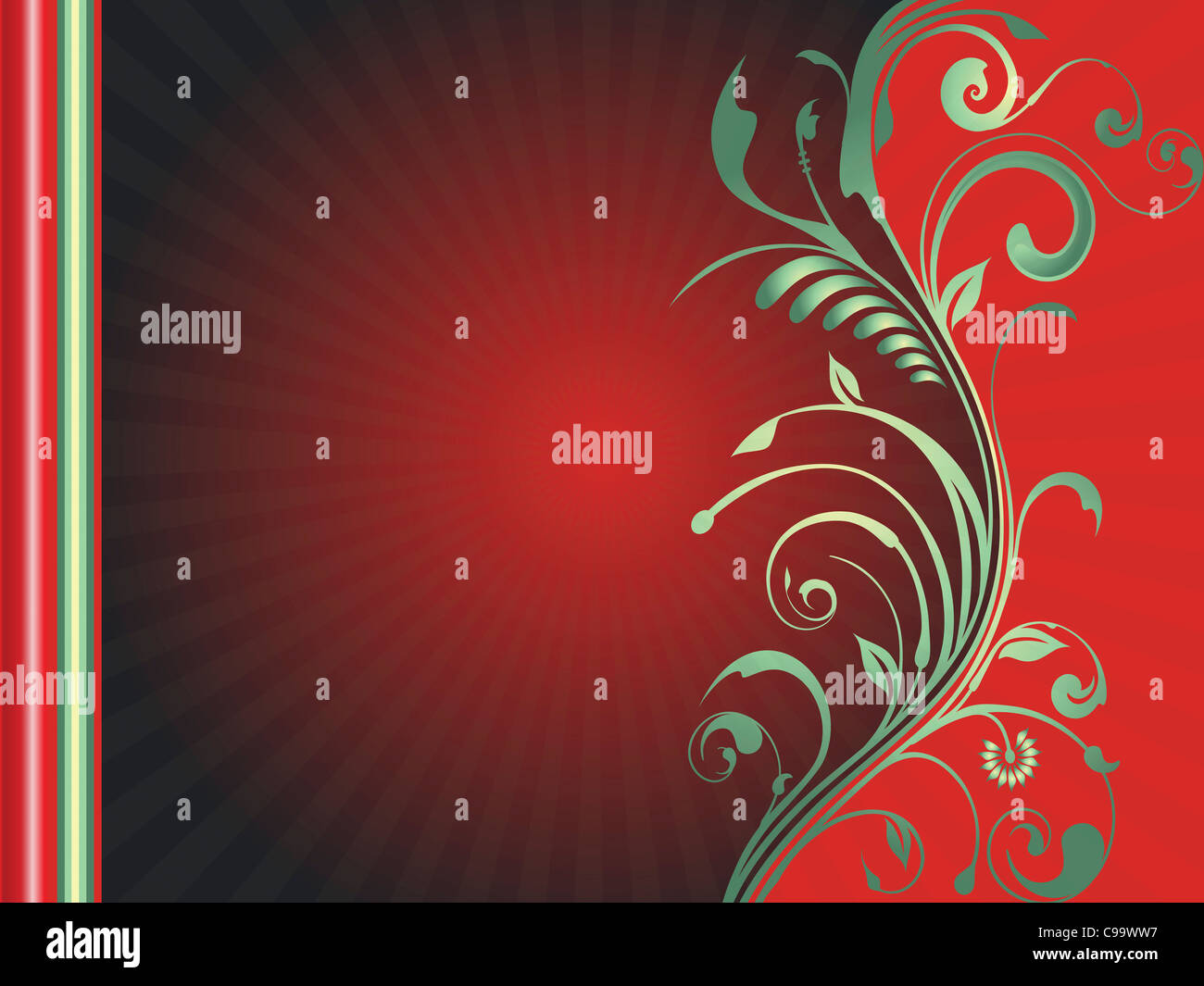 A red and green holiday template for cards, posters or announcements ...