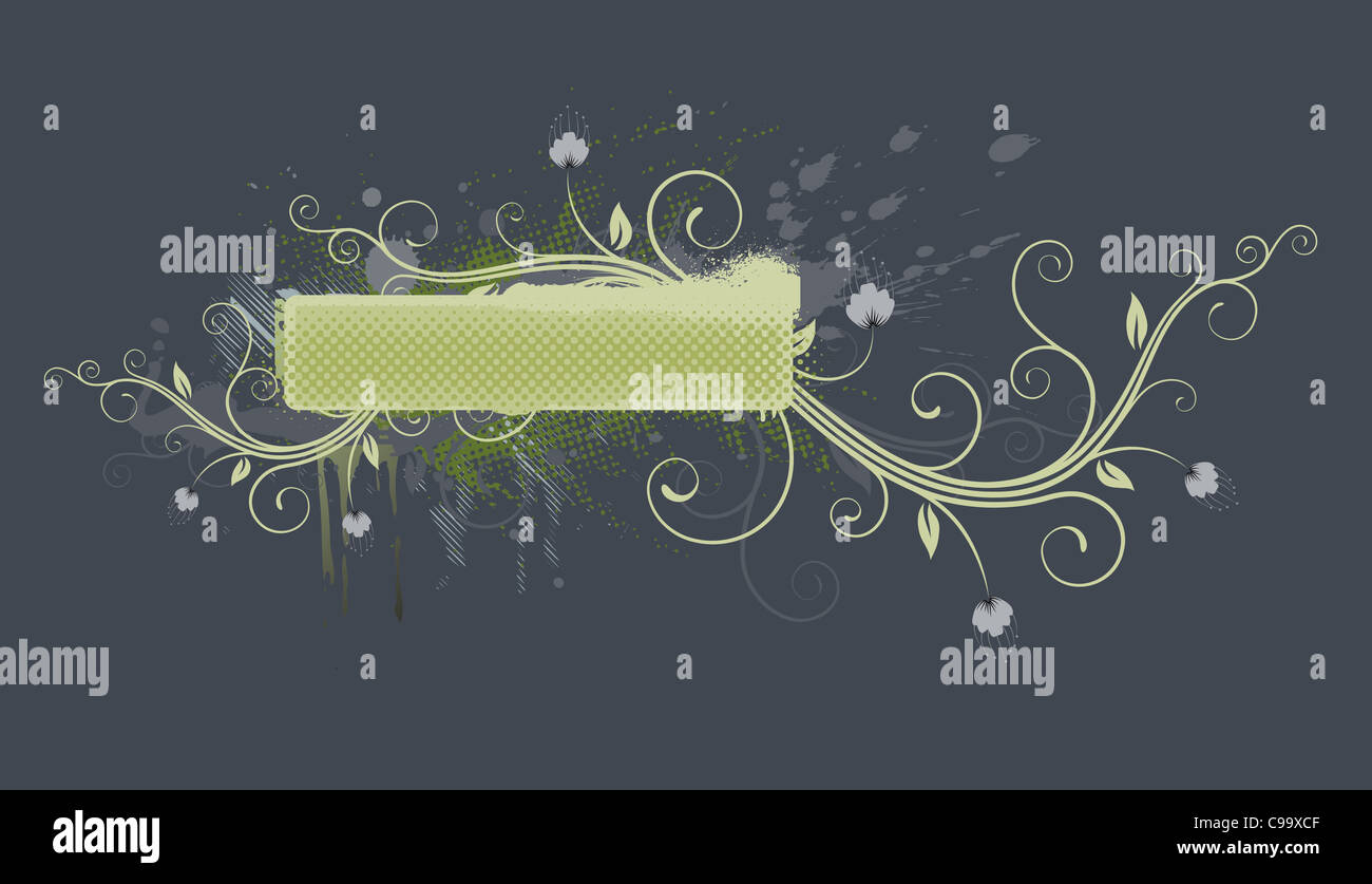 illustration of style Floral Decorative banner Stock Photo - Alamy