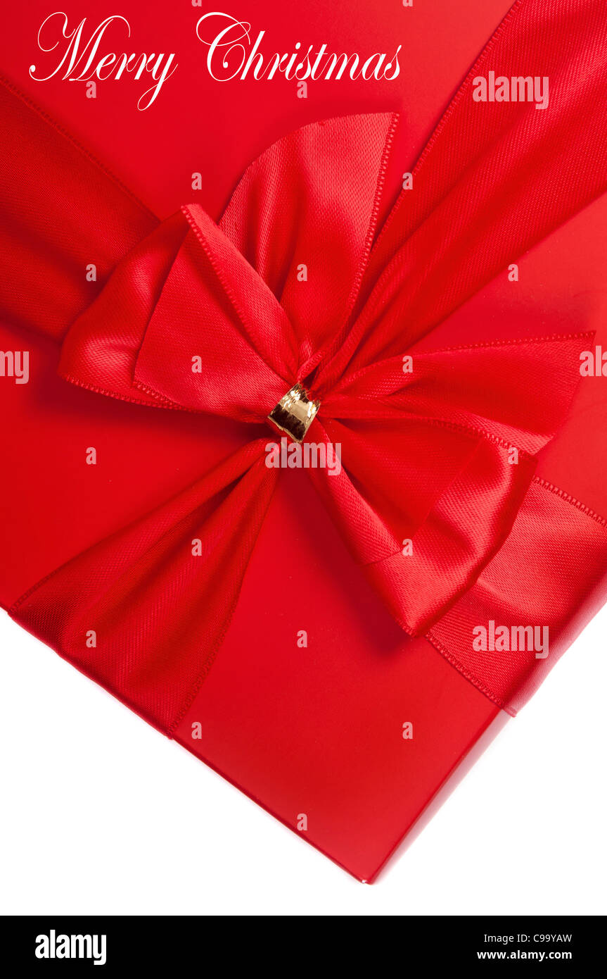 Red gift box with a nice bow Stock Photo - Alamy