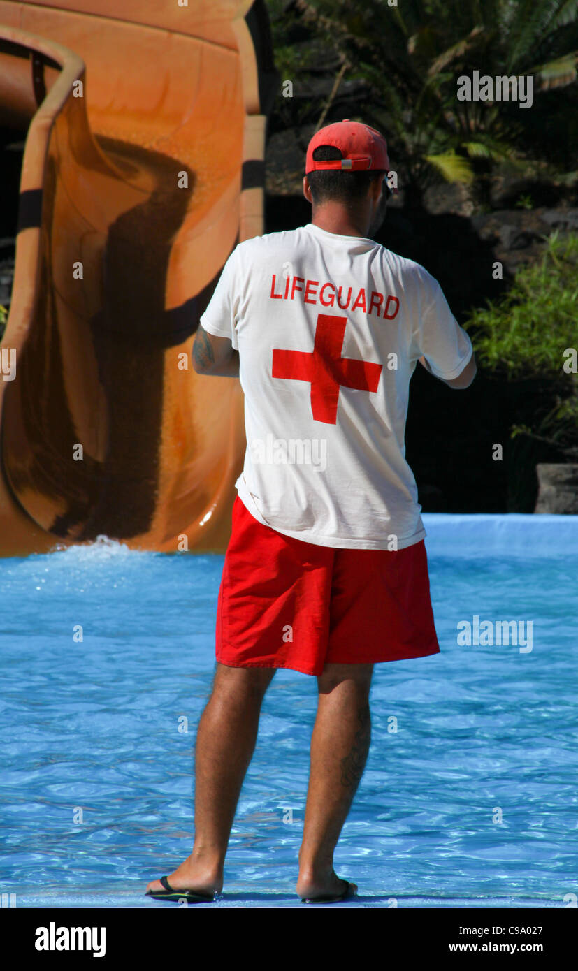Lifeguard at Spanish water park Stock Photo - Alamy