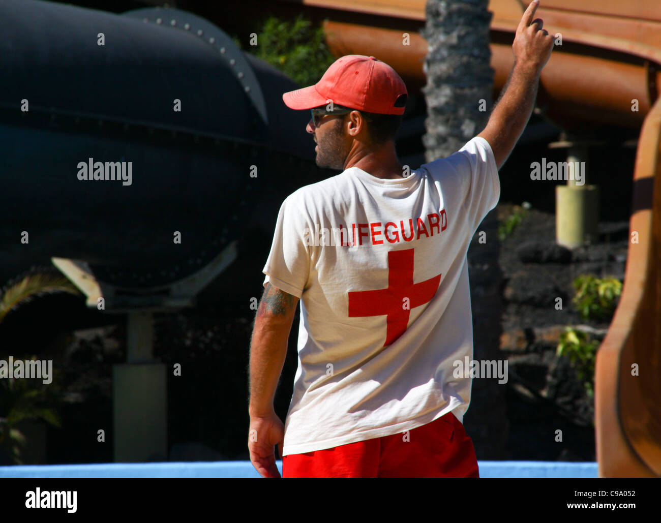 Lifeguard at Spanish water park Stock Photo - Alamy