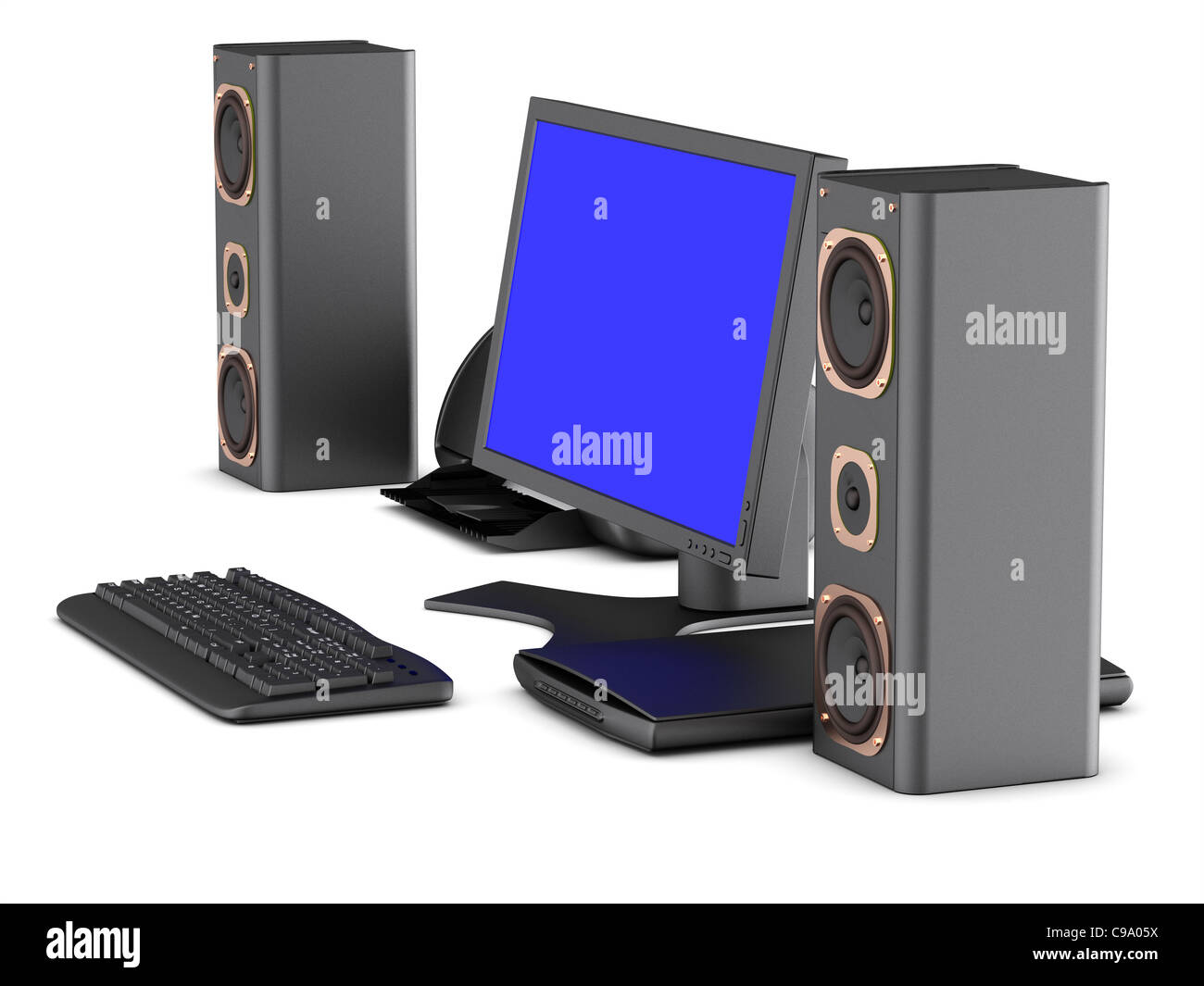 Desktop computer PC with keyboard and monitor Stock Photo - Alamy