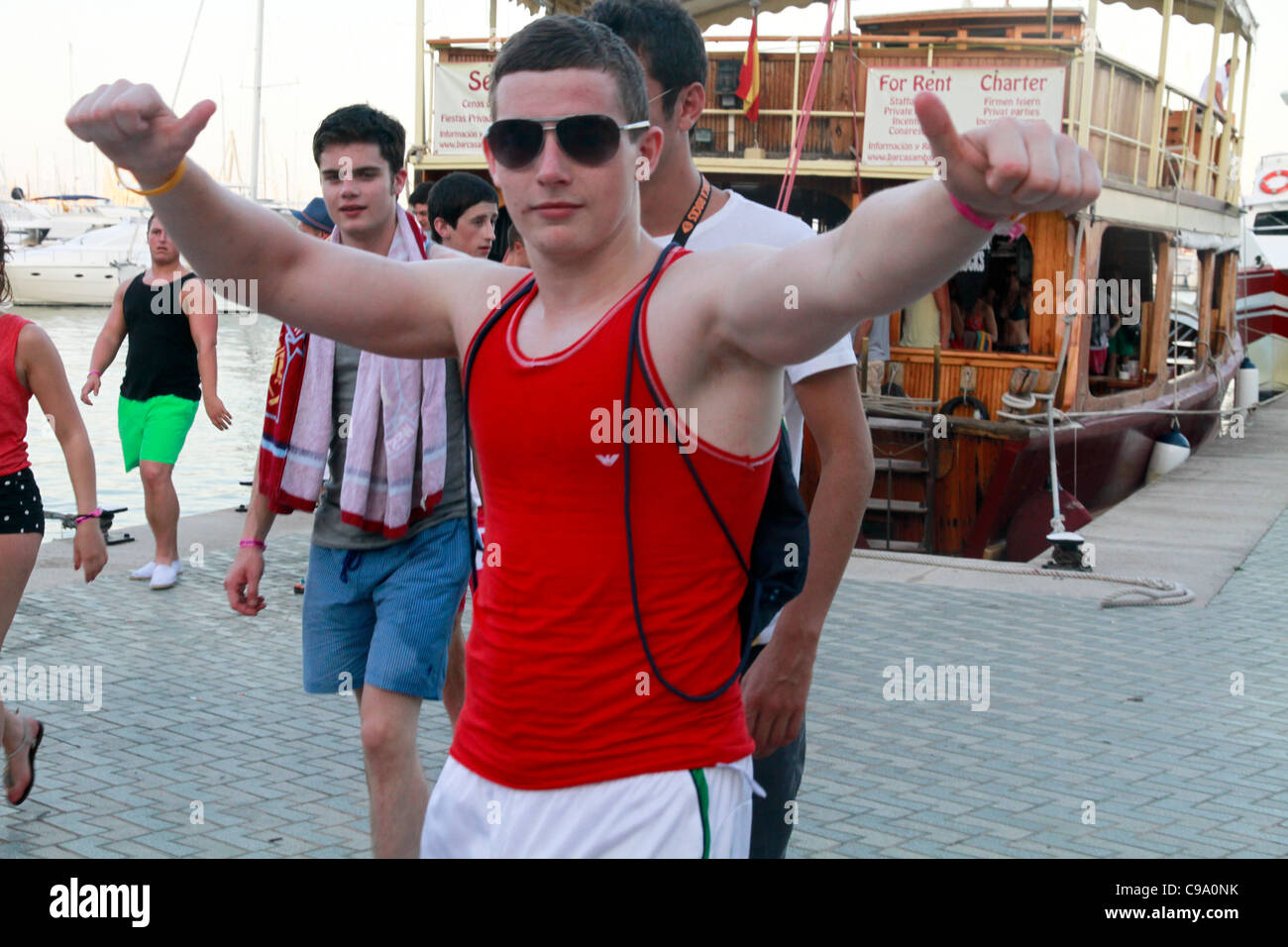 Young tourist male tour Mallorca Majorca Balearic islands Spain Europe ...