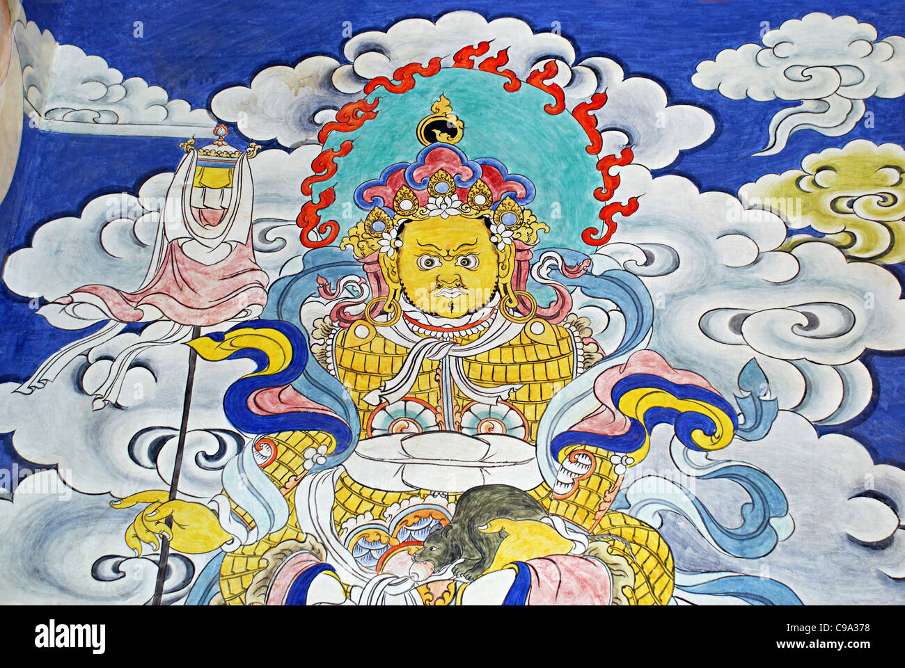 Mural Painting on the wall. Hemis Gompa a Tibetan Buddhist monastery of ...