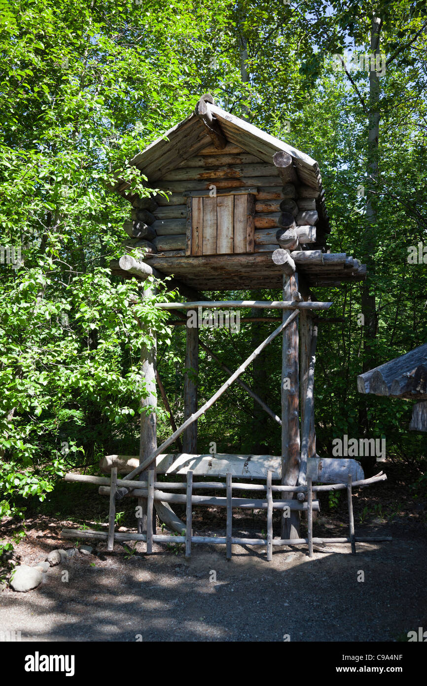 Example of elevated food storage to avoid bears in Alaska Stock Photo ...