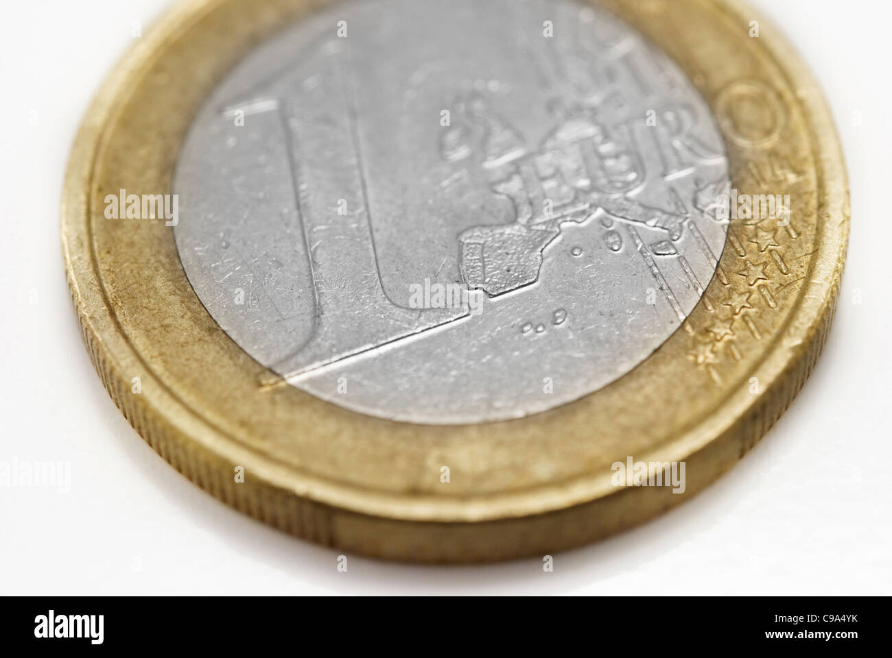 one euro coin on white background Stock Photo - Alamy