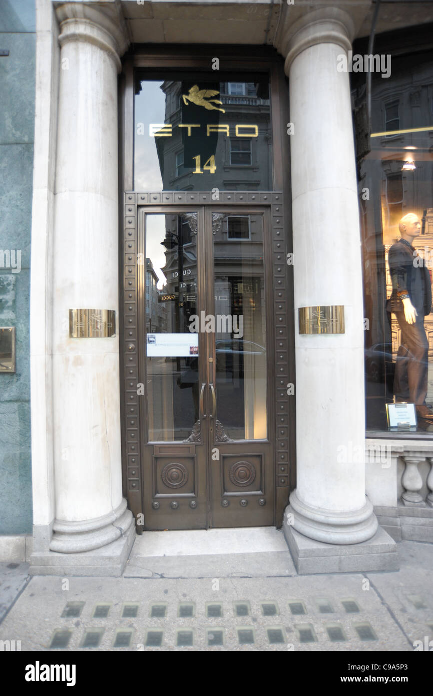 Exterior shot of the Etro store on Bond Street London England 2011 ...