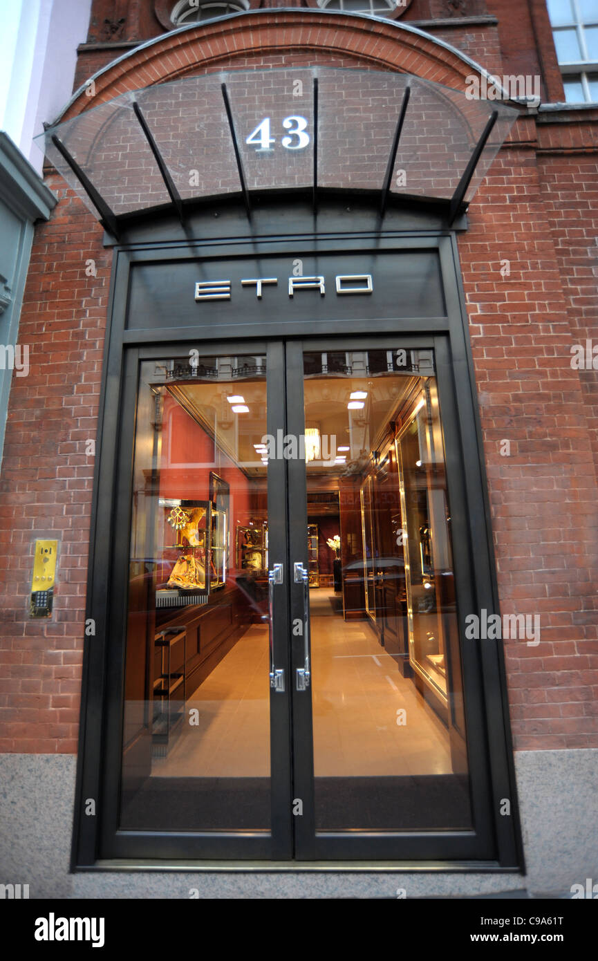 Exterior shot of the Etro store on Bond Street London England 2011 ...