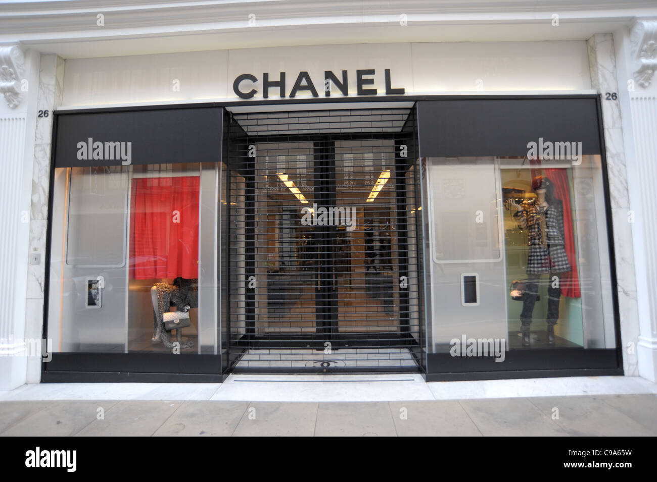 Exterior shot of the Chanel store on Bond Street London England 2011 ...