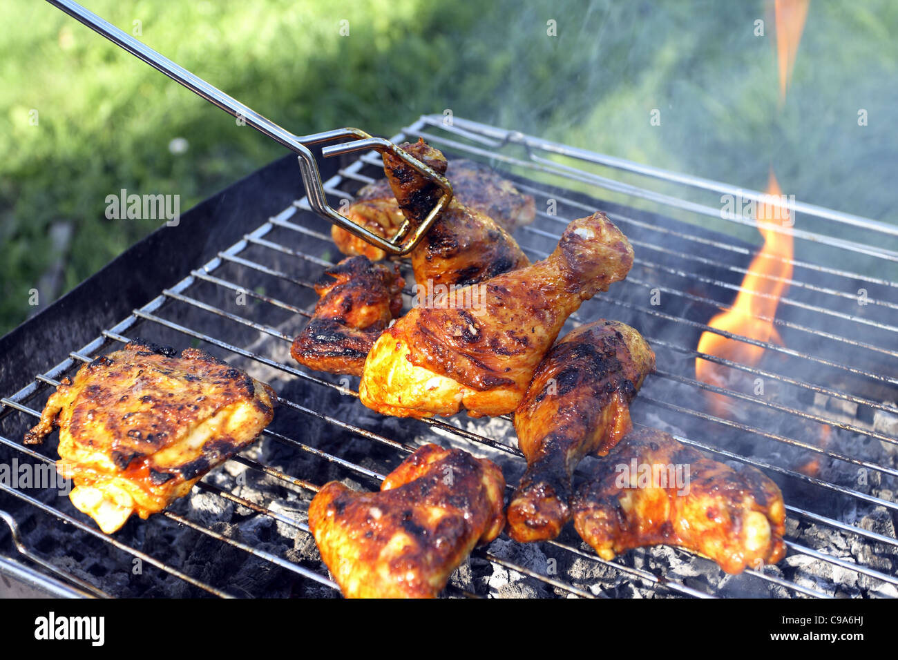 grilled chicken in the garten Stock Photo - Alamy