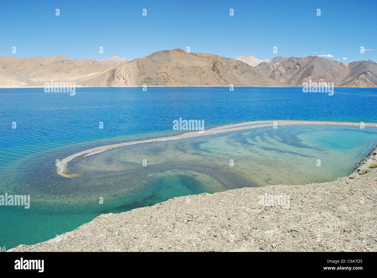 Pengong tso Lake ( an endorheic lake in the Himalayas situated at a ...