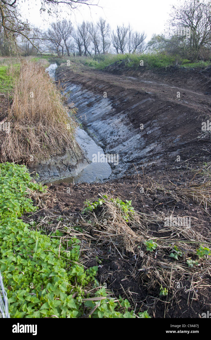 Newly dredged cleaned drainage ditch Stock Photo - Alamy