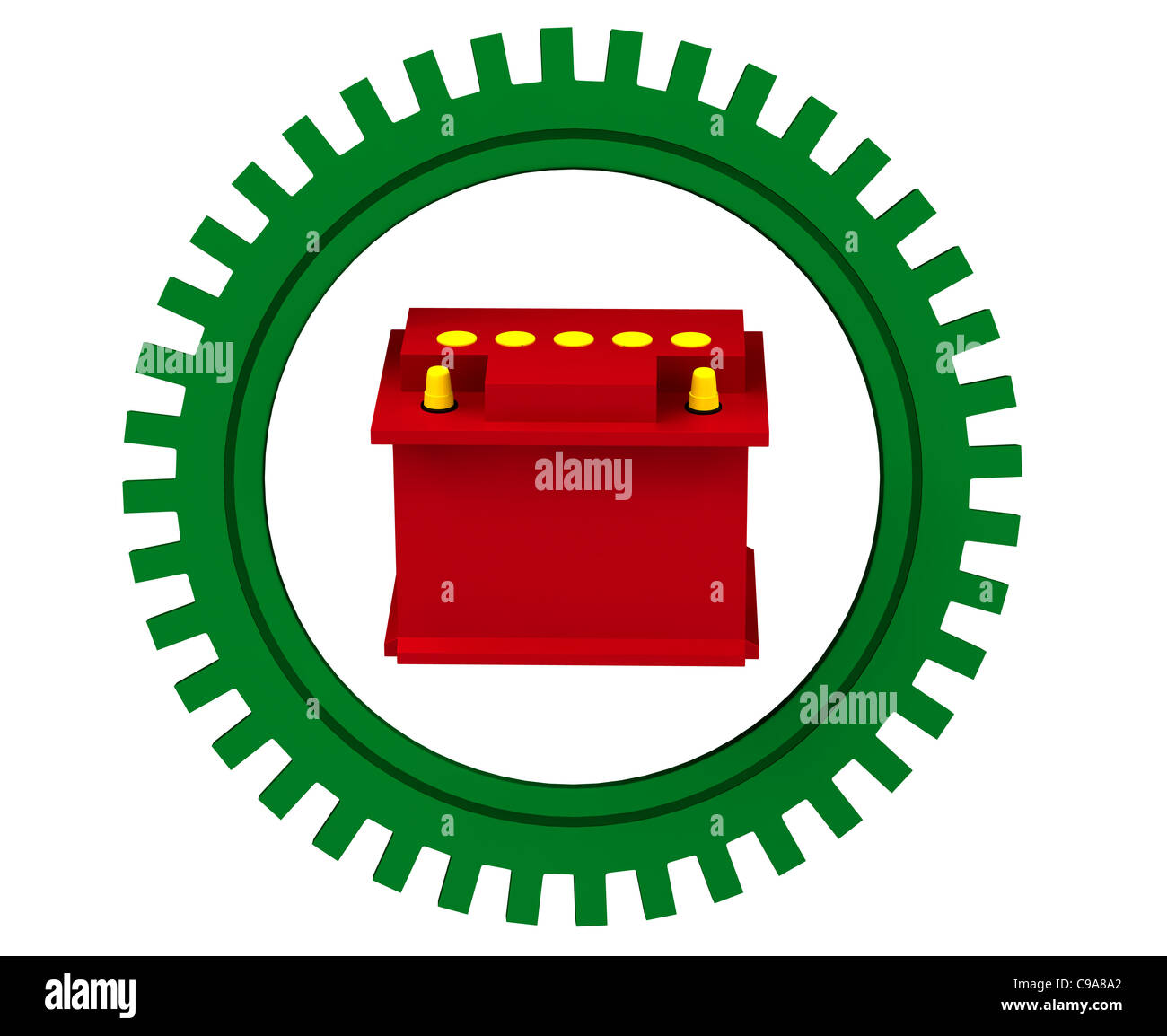 red car battery isolated on white background Stock Photo - Alamy
