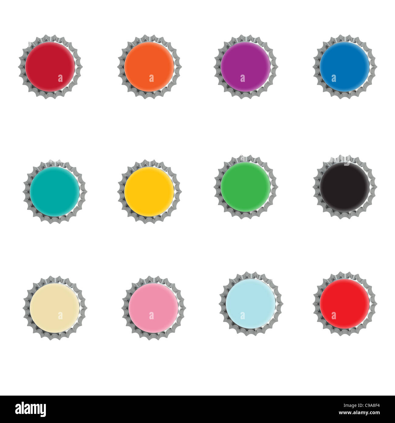 colorful bottle caps isolated on white background Stock Photo - Alamy