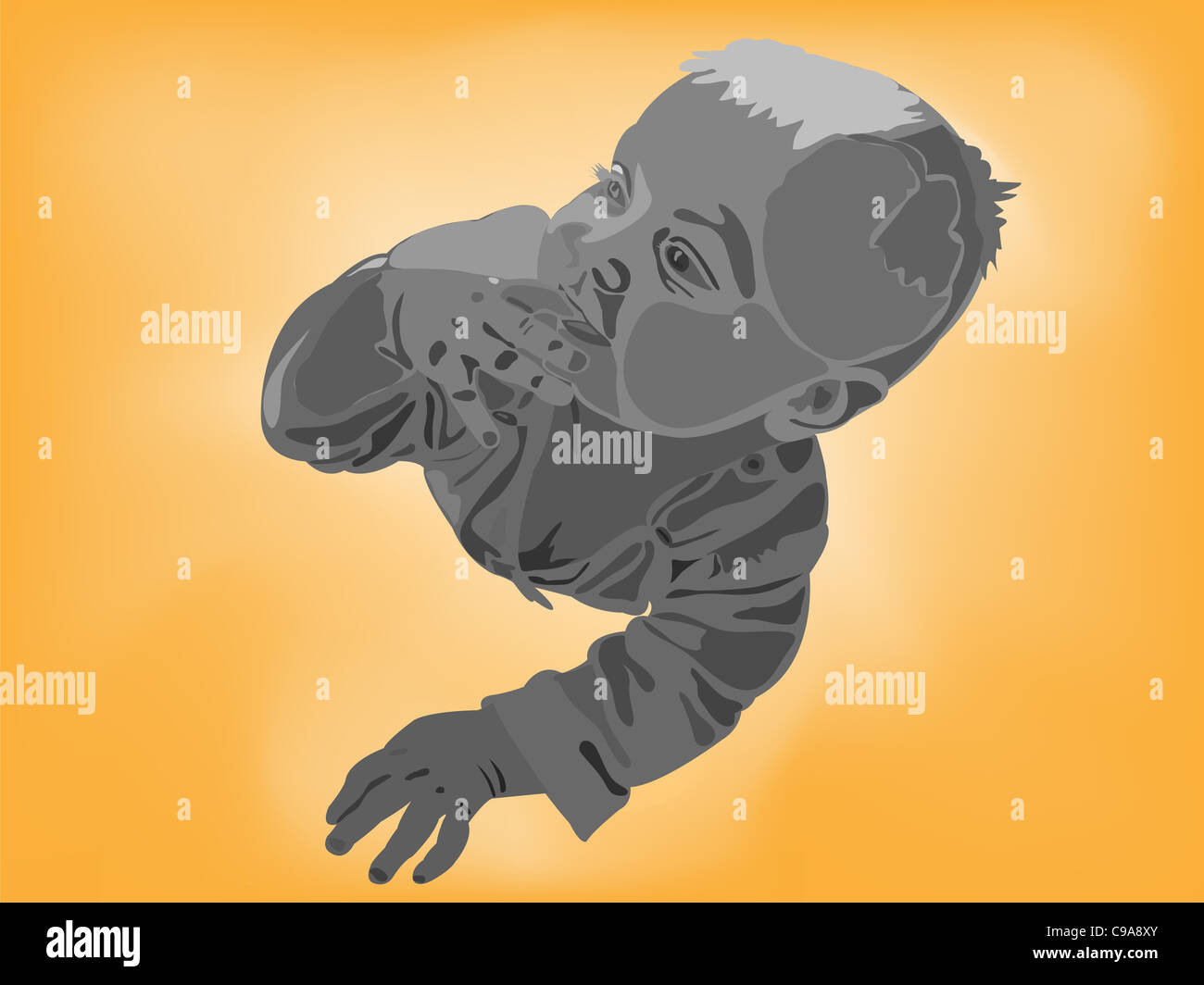 illustration of the baby in the orange background Stock Photo - Alamy