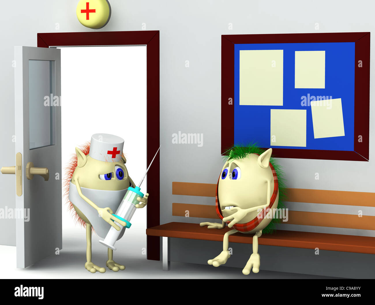 3d character and puppet doctor in the hospital Stock Photo - Alamy