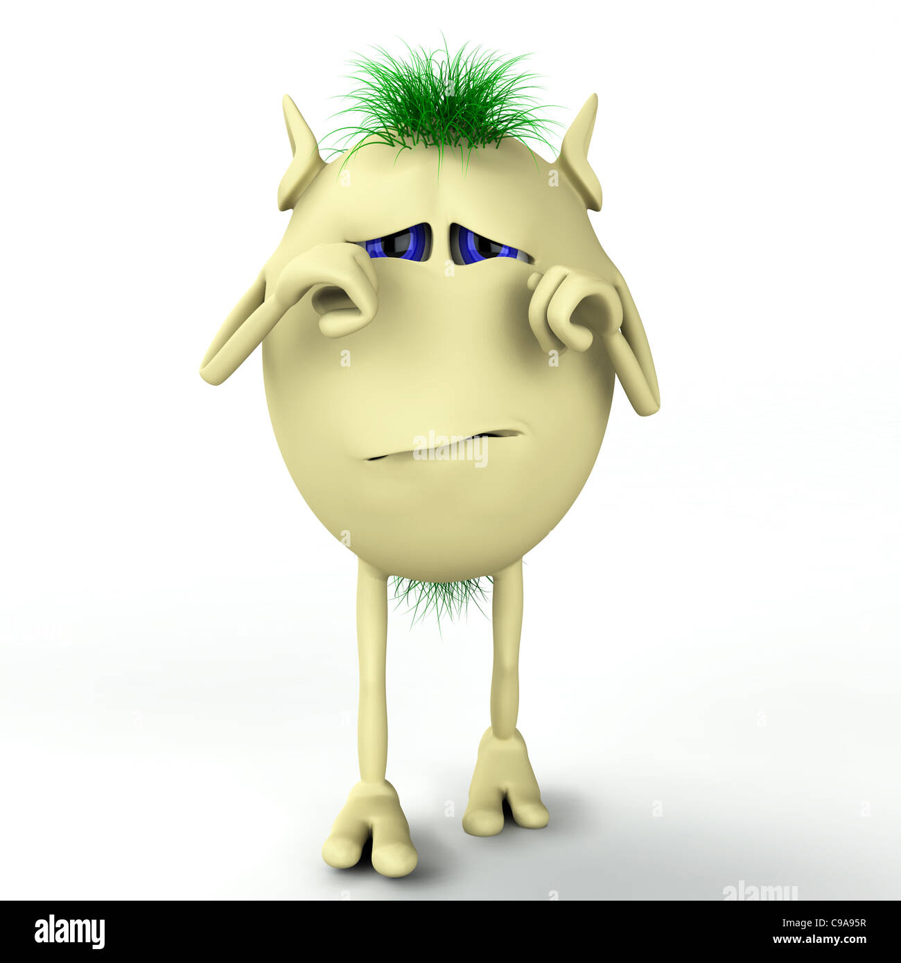 3d character puppet is crying and depressed Stock Photo - Alamy