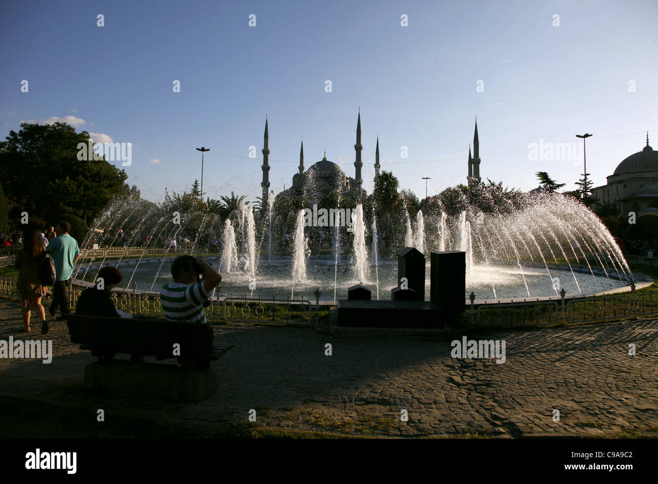 BACKLIT FOUNTAIN & BLUE MOSQUE SULTAN AHMET CAMII SULTANAHMET ISTANBUL ...