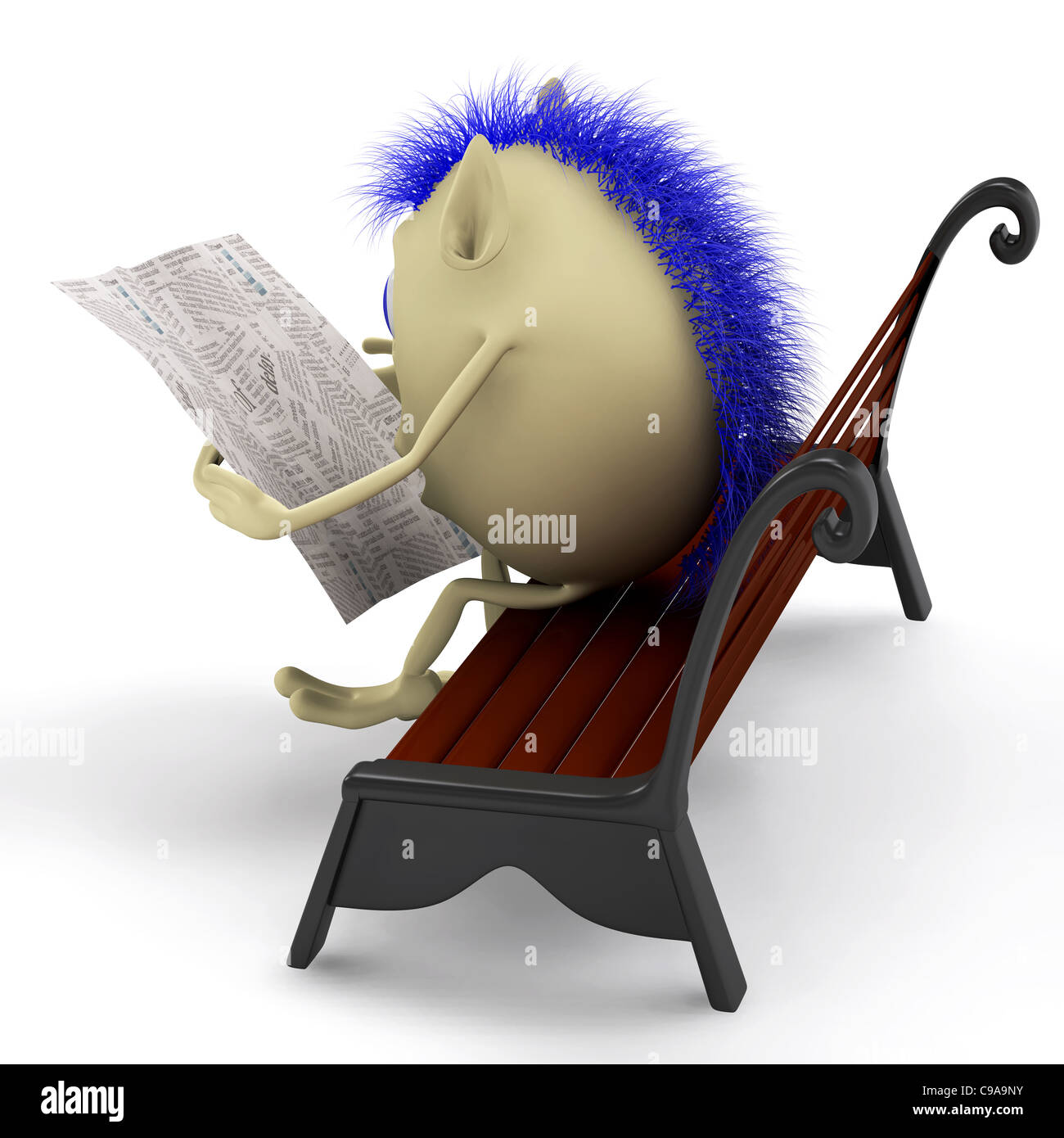 Side look on puppet reading newspaper on bench Stock Photo - Alamy