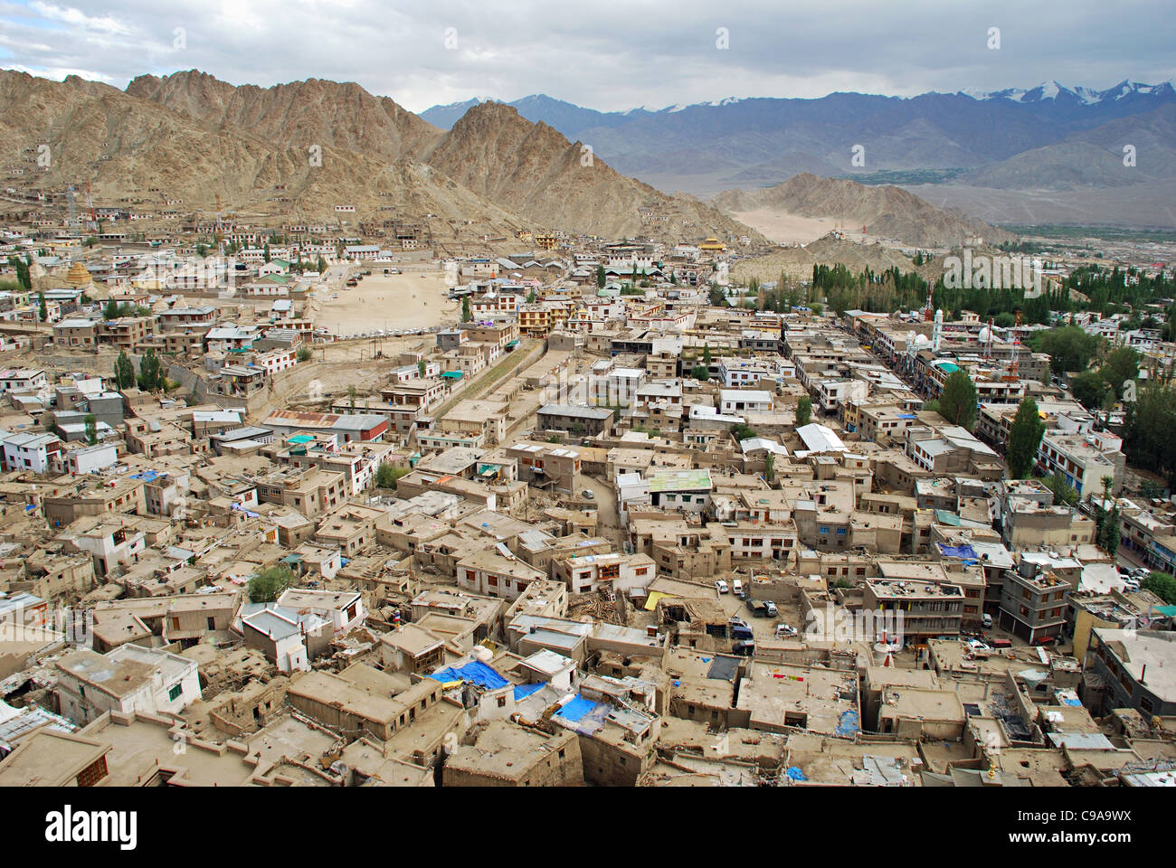 A bird’s eye view of Leh City from Leh Palace. The palace is open to ...