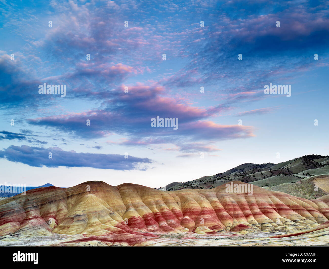 Sunset over Painted Hills. John Day Fossil Beds National Monument ...