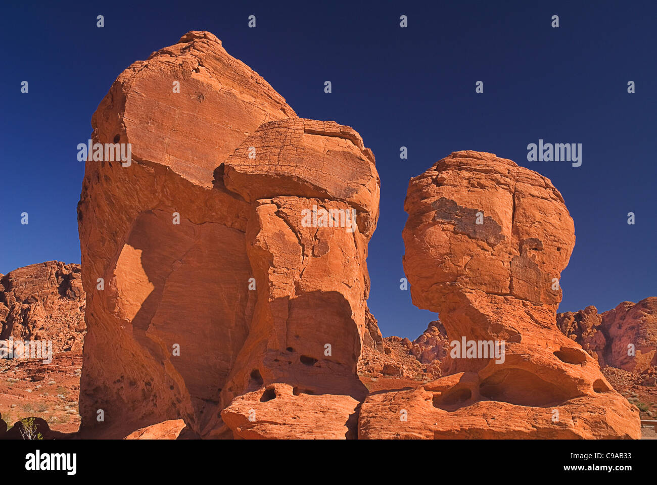 USA, Nevada, Valley of Fire State Park, eroded sandstone rock ...