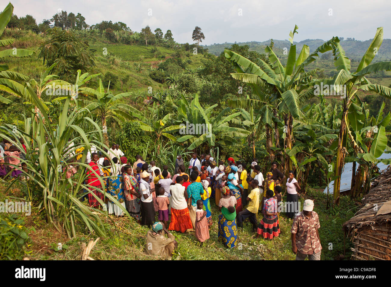 Locals from the Batwa tribe community gather for the funeral of Matale ...