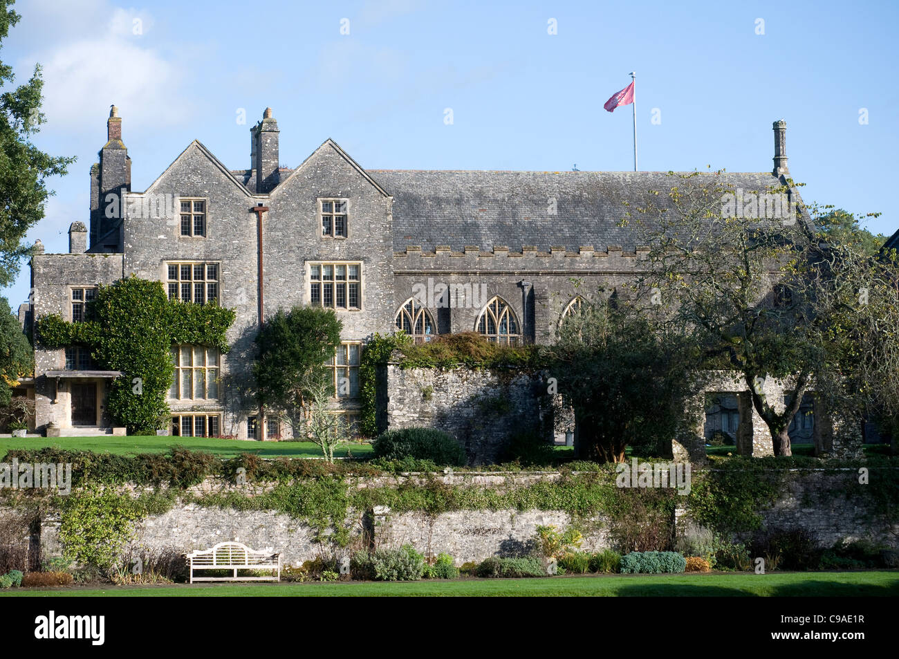 architecture, building, Dartington Hall, devon, feature, formal, garden ...