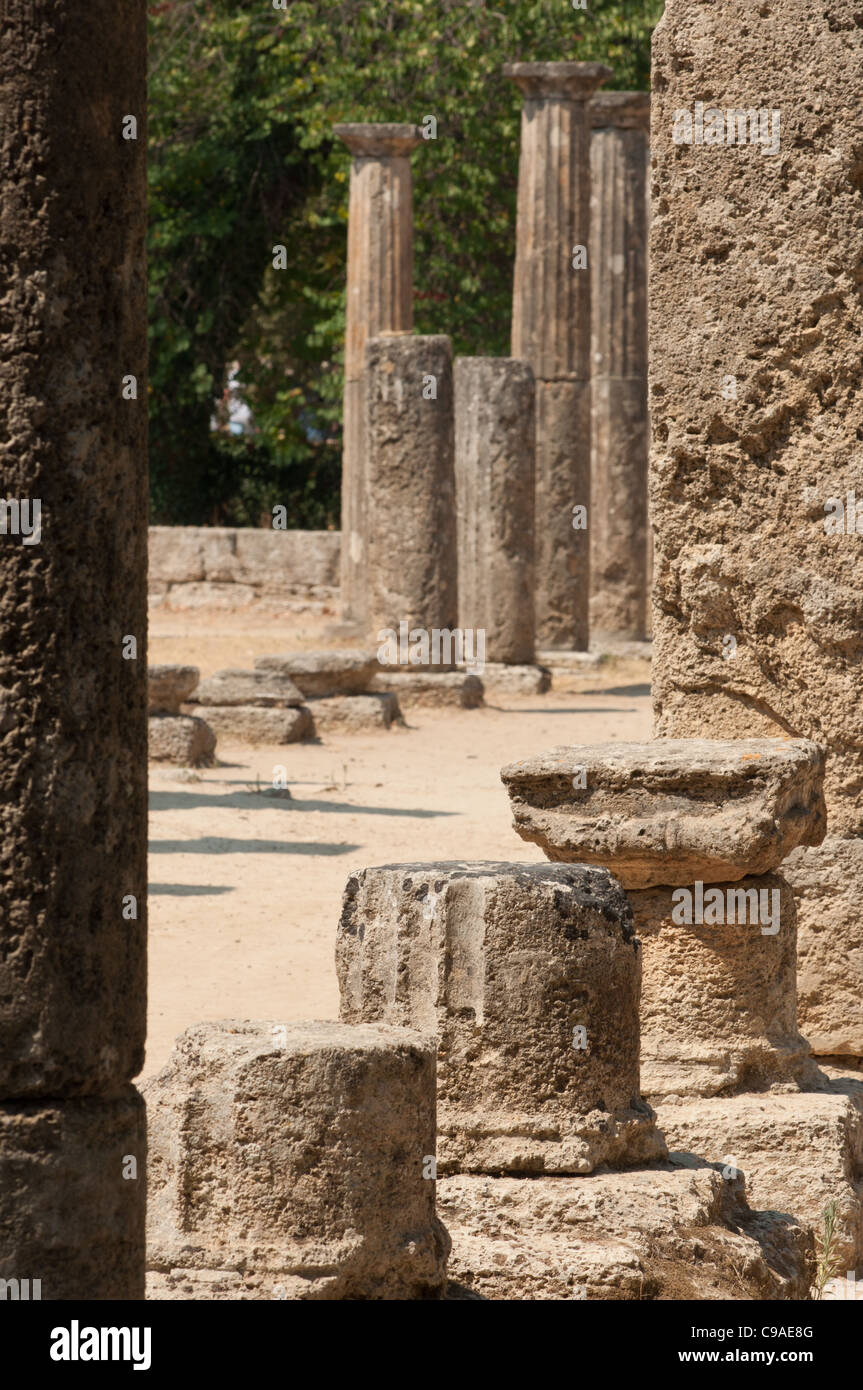 Ancient columns at Olympia, Greece. Birthplace of the Olympics Stock ...