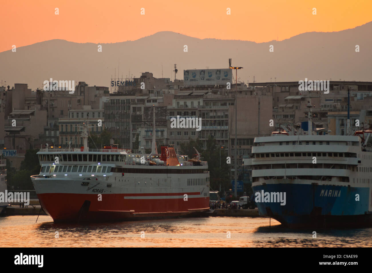 Piraeus, Athen's port bustling with ships. Greece Stock Photo - Alamy