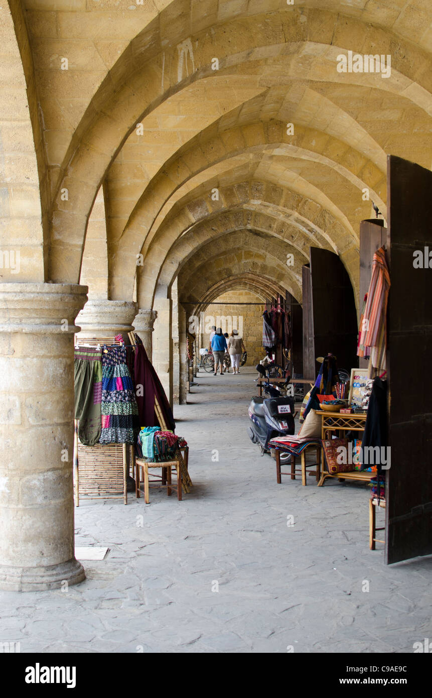 The arcade outside the Buyuk Han, The Great inn, in Nicosia (Lefkosa ...
