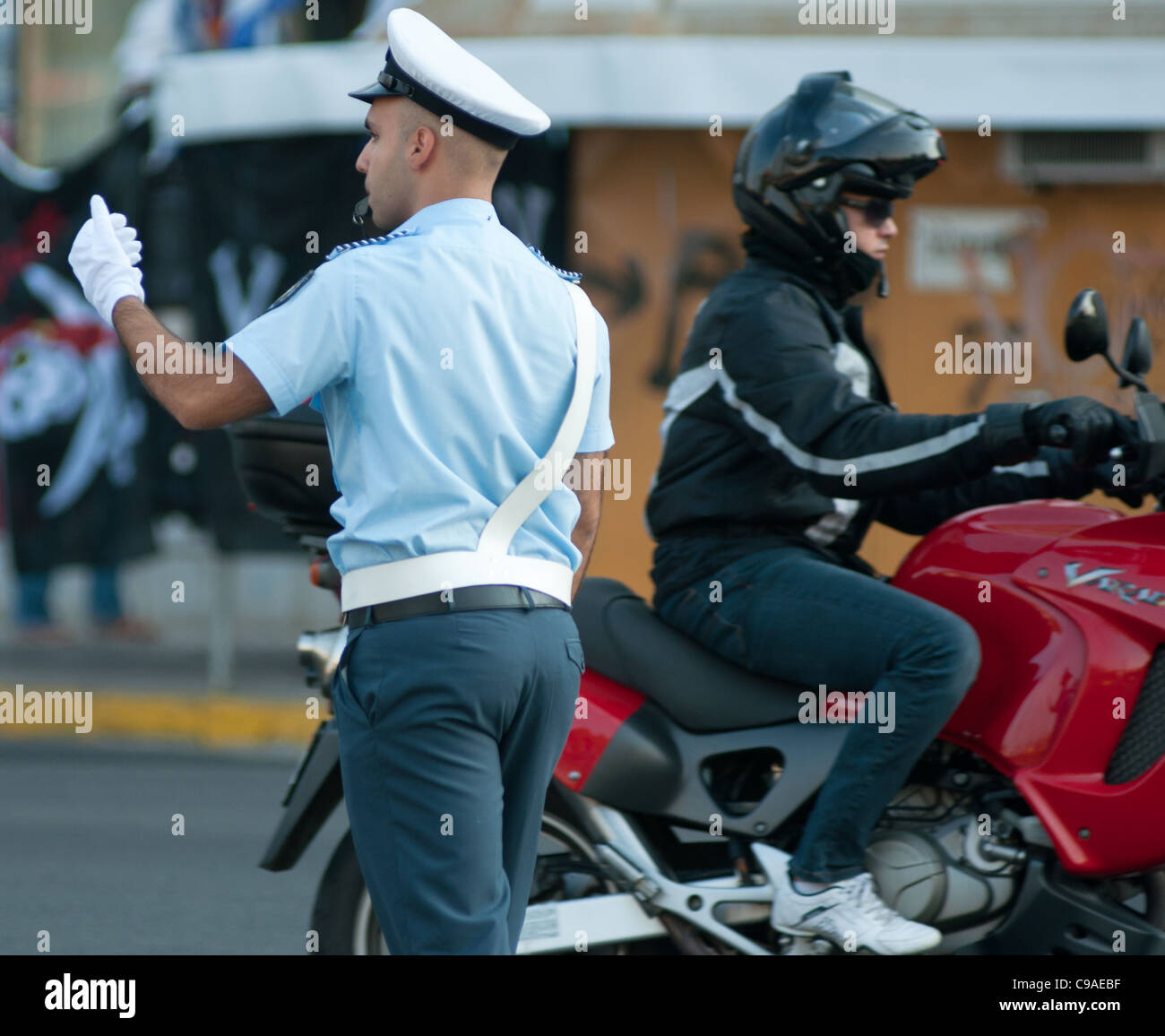 Traffic cop in Athens, Greece. 2011 Stock Photo - Alamy