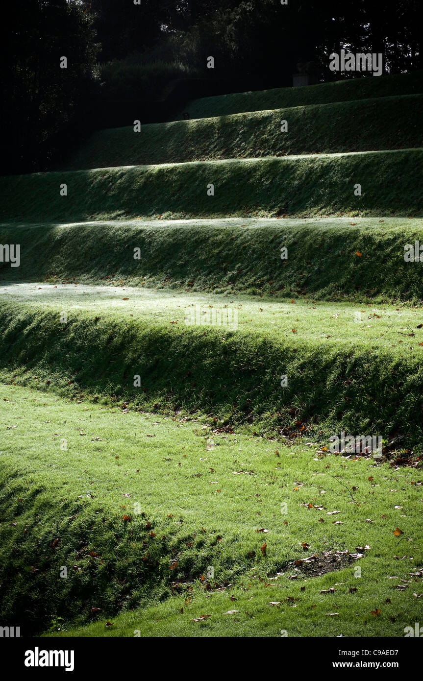 An amphitheatre (or amphitheater) at Dartington,Devon, feature, formal ...