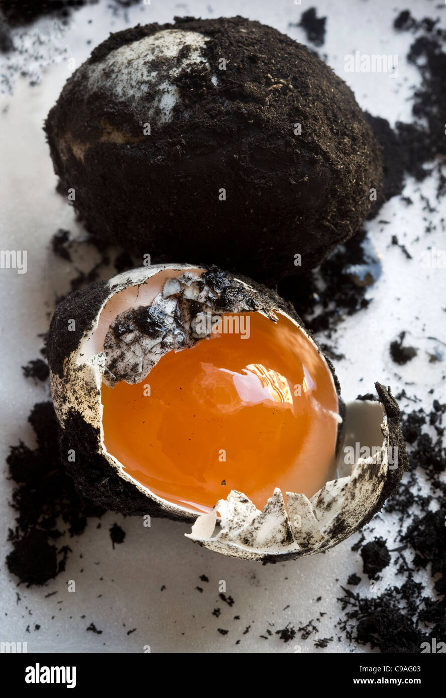 Duck Eggs preserved in ash Stock Photo - Alamy