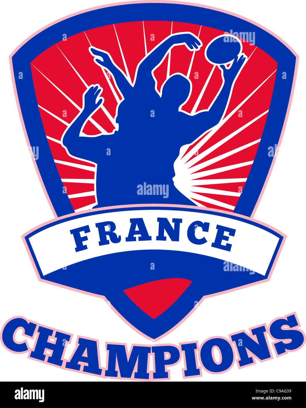 illustration of a rugby player catching lineout ball inside shield with ...