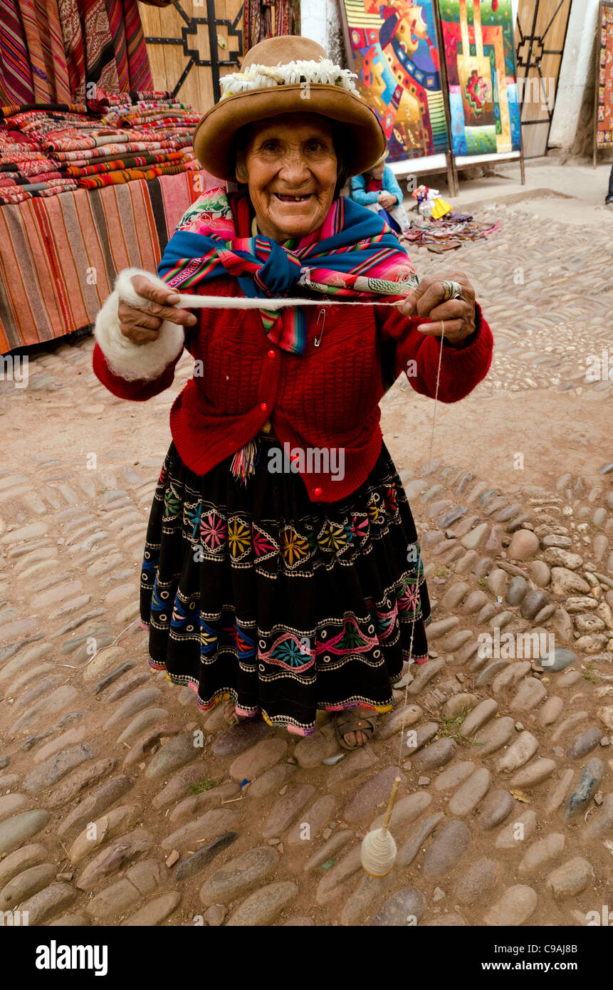 Old woman wearing traditional Quechua costume in Aguas Calientes Machu ...
