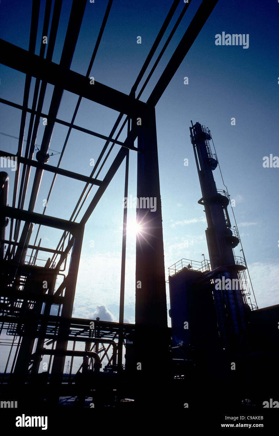Graphic view of complex overhead pipes, oil refinery Stock Photo - Alamy