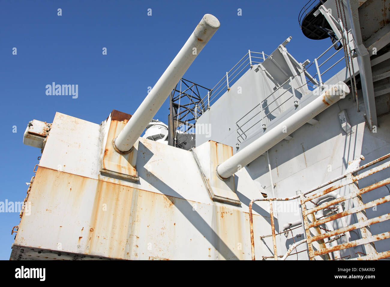 USS Iowa's port side 5 inch gun batteries Stock Photo - Alamy