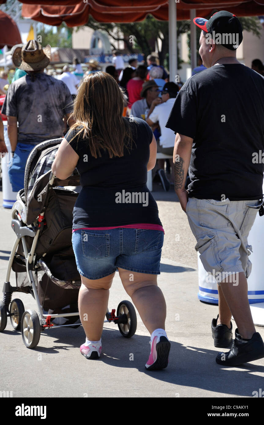 Fat woman obesity obese overweight walking shorts rear back view hi-res ...