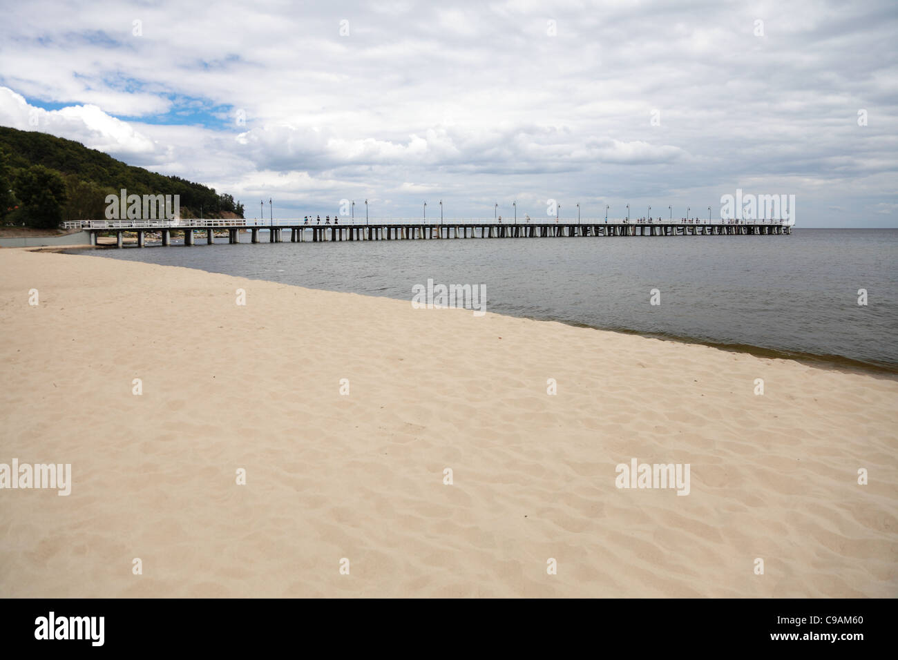 beach wooden pier in baltic sea - Orlowo, Gdynia, Poland Stock Photo ...