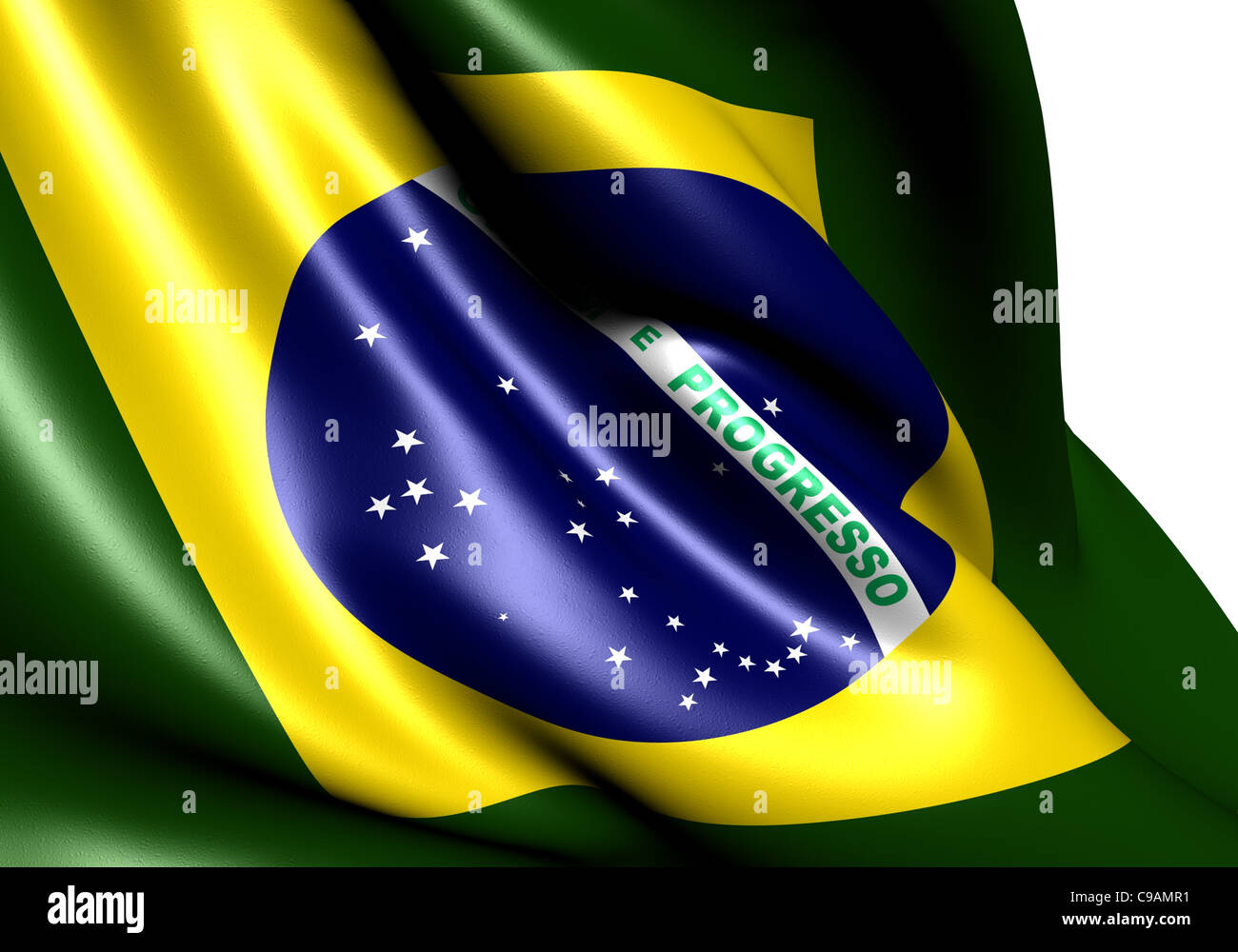 Flag of Brazil against white background. Close up Stock Photo - Alamy