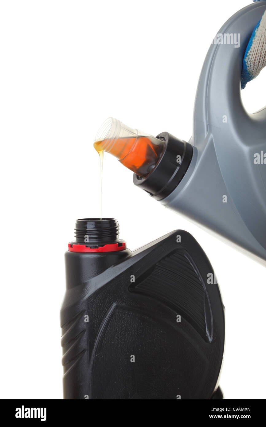 Can with car engine oil isolated on white Stock Photo - Alamy