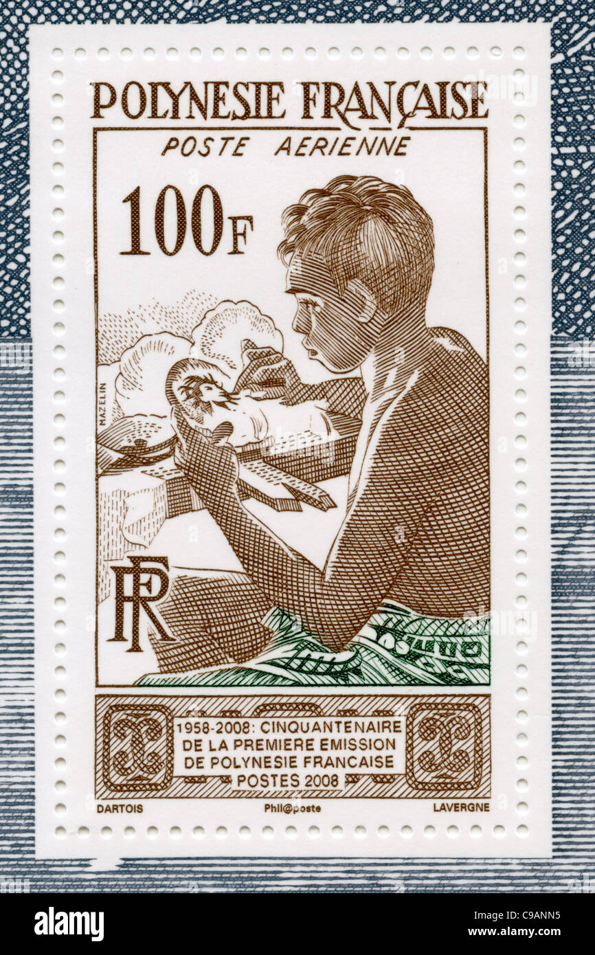 French Polynesia postage stamp Stock Photo - Alamy