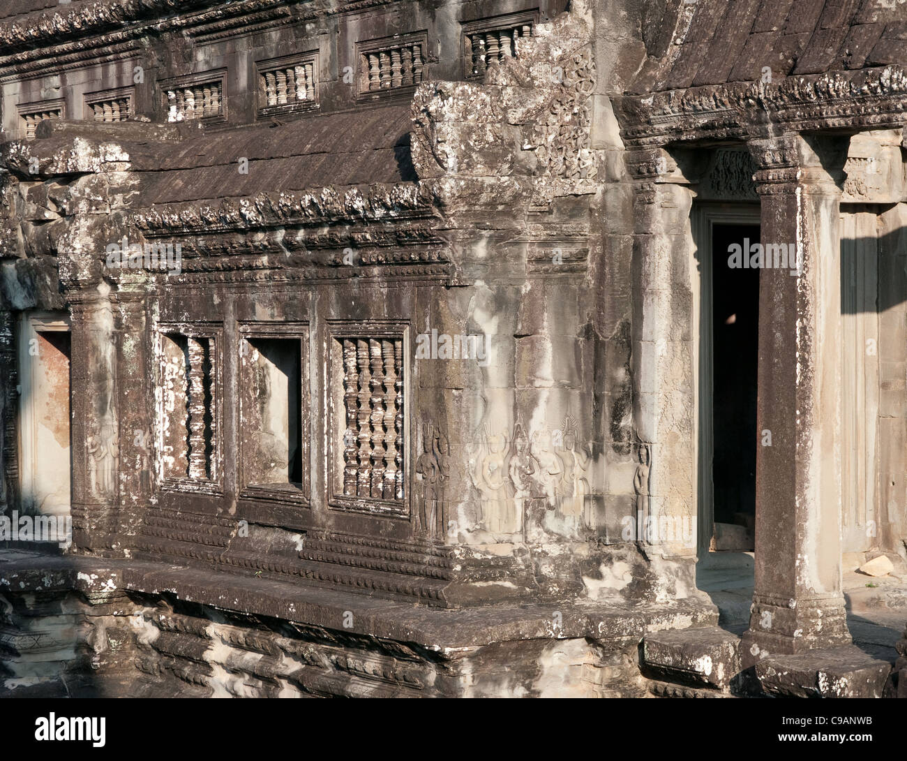 Detail of one of the library buildings at Angkor Wat in Siem Reap ...