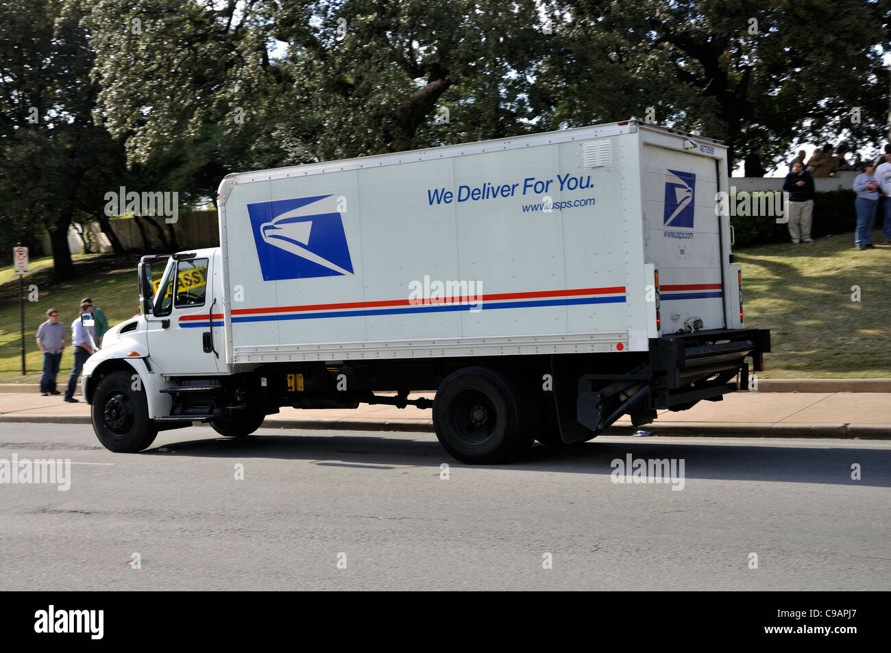 US Post Office truck on highway, USA Stock Photo - Alamy