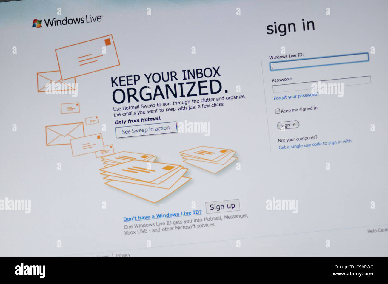 Windows Live website Stock Photo - Alamy