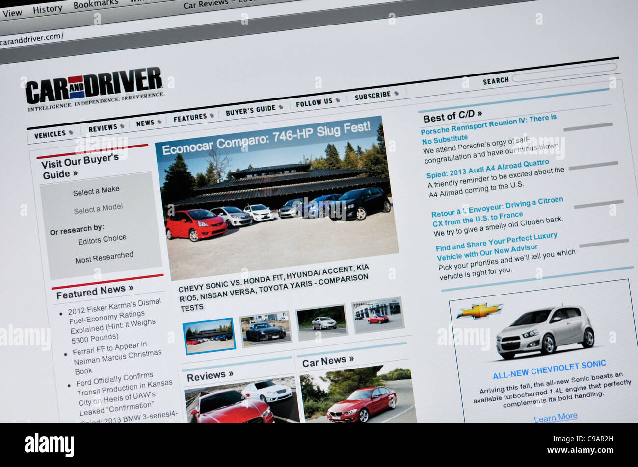 Caranddriver car search website Stock Photo - Alamy