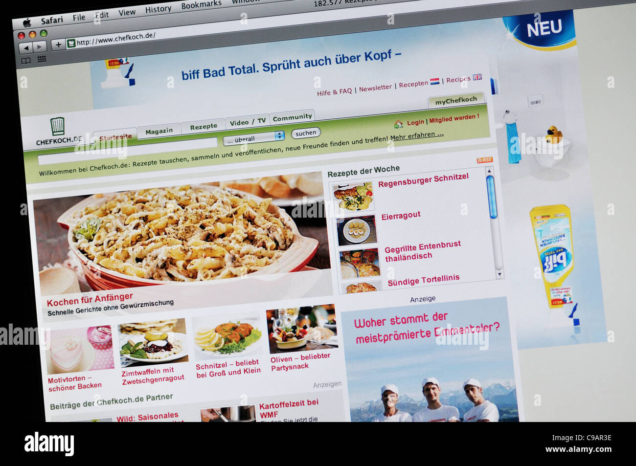Chefkoch website - German cooking site Stock Photo - Alamy
