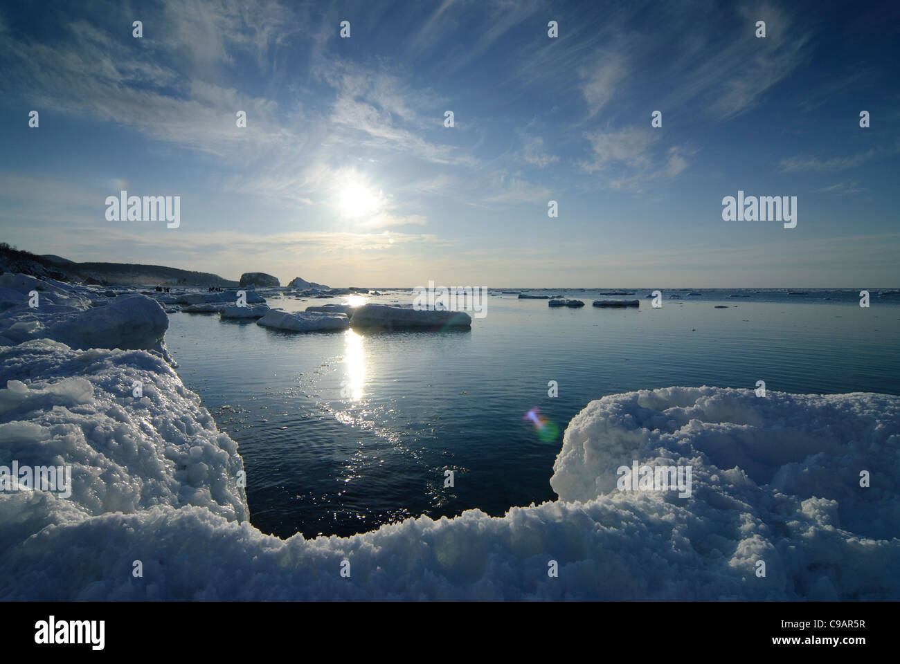 Frozen coastline, Shiretoko and Nemuro, Hokkaido, Japan Stock Photo - Alamy