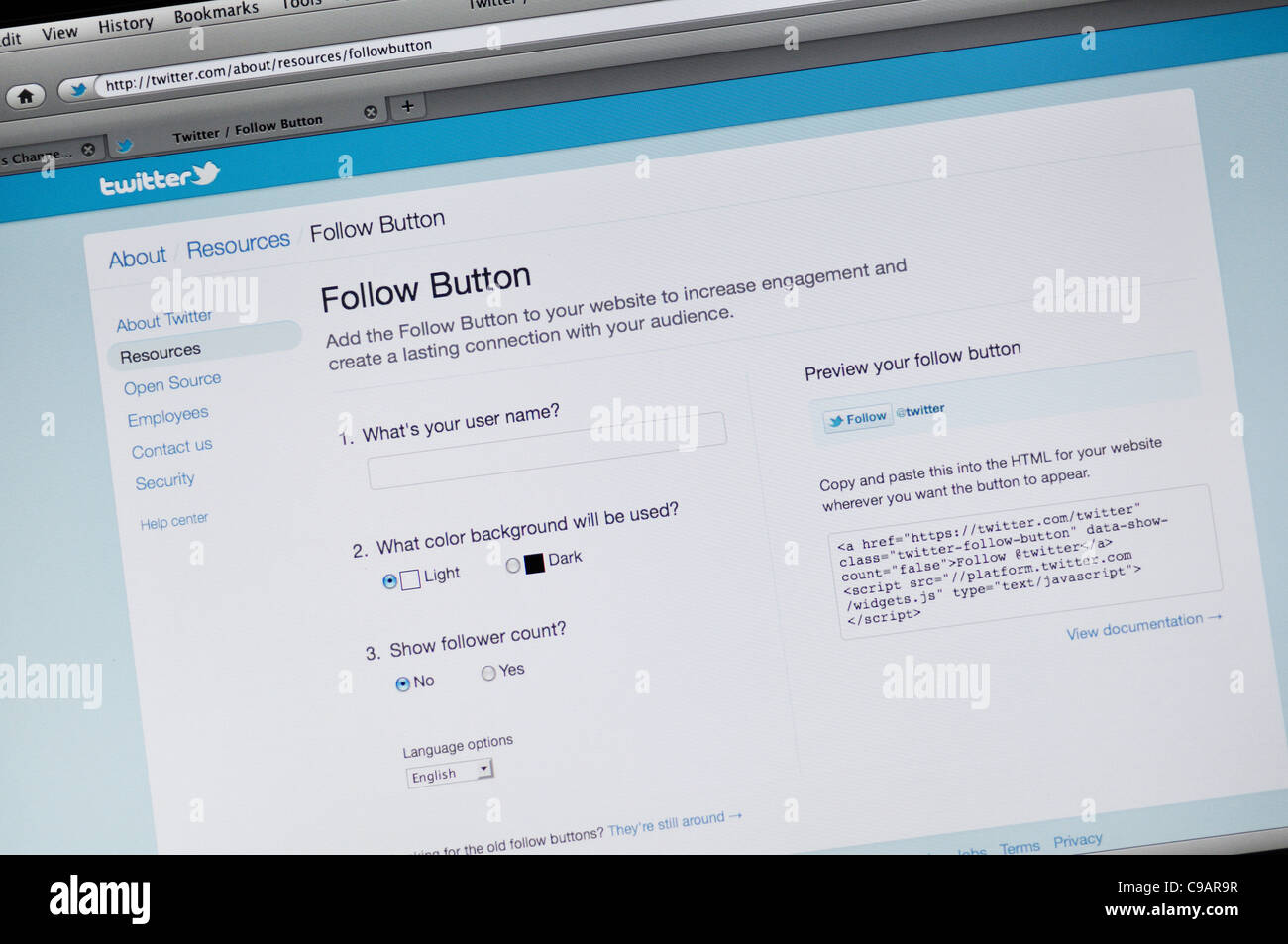 Twitter follow button hi-res stock photography and images - Alamy